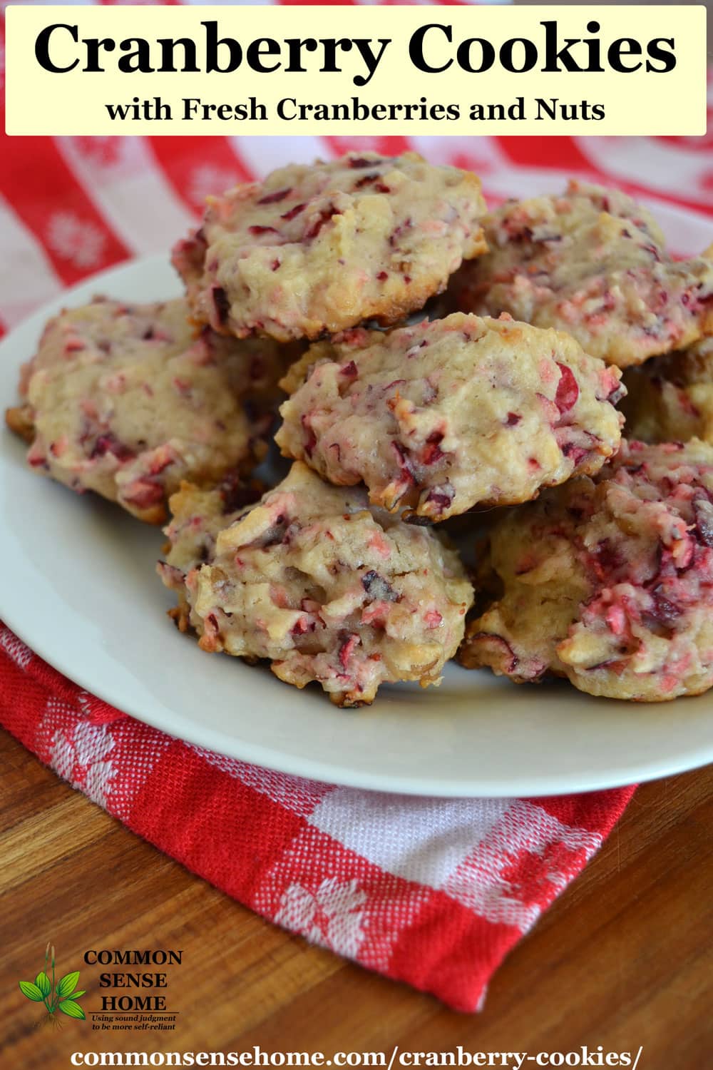 Cranberry Cookies Made with Fresh Cranberries and Nuts